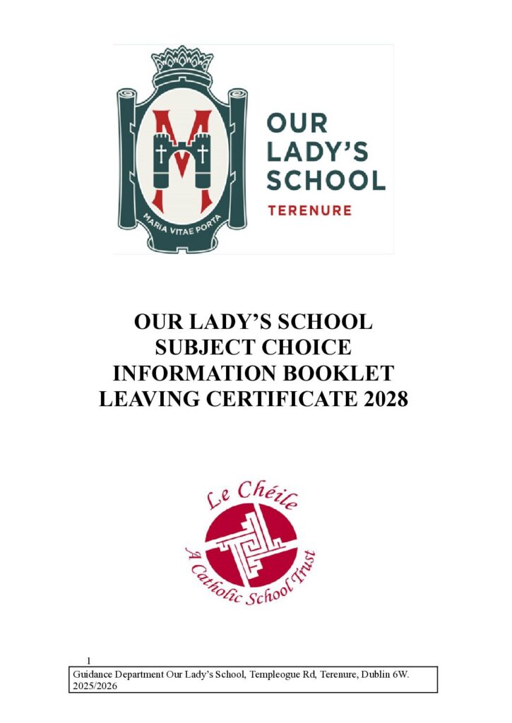 Subject Choice Booklet for LC 2028 | Our Lady's School